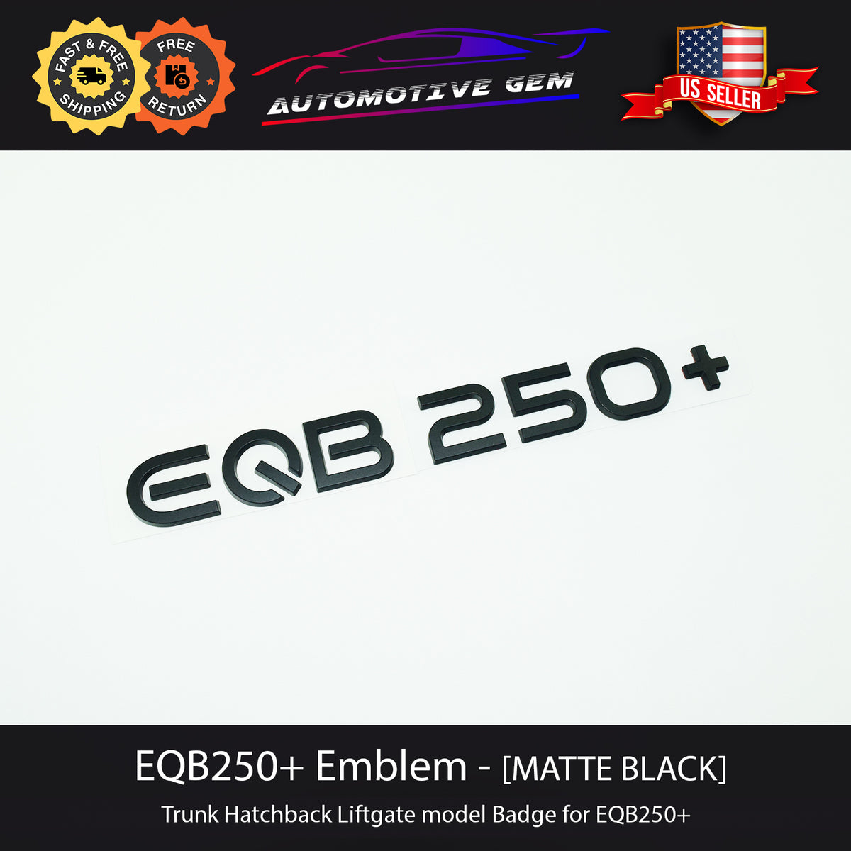EQB250+ Emblem BLACK Rear Trunk Badge Logo Electric Mercedes Sedan SUV ...