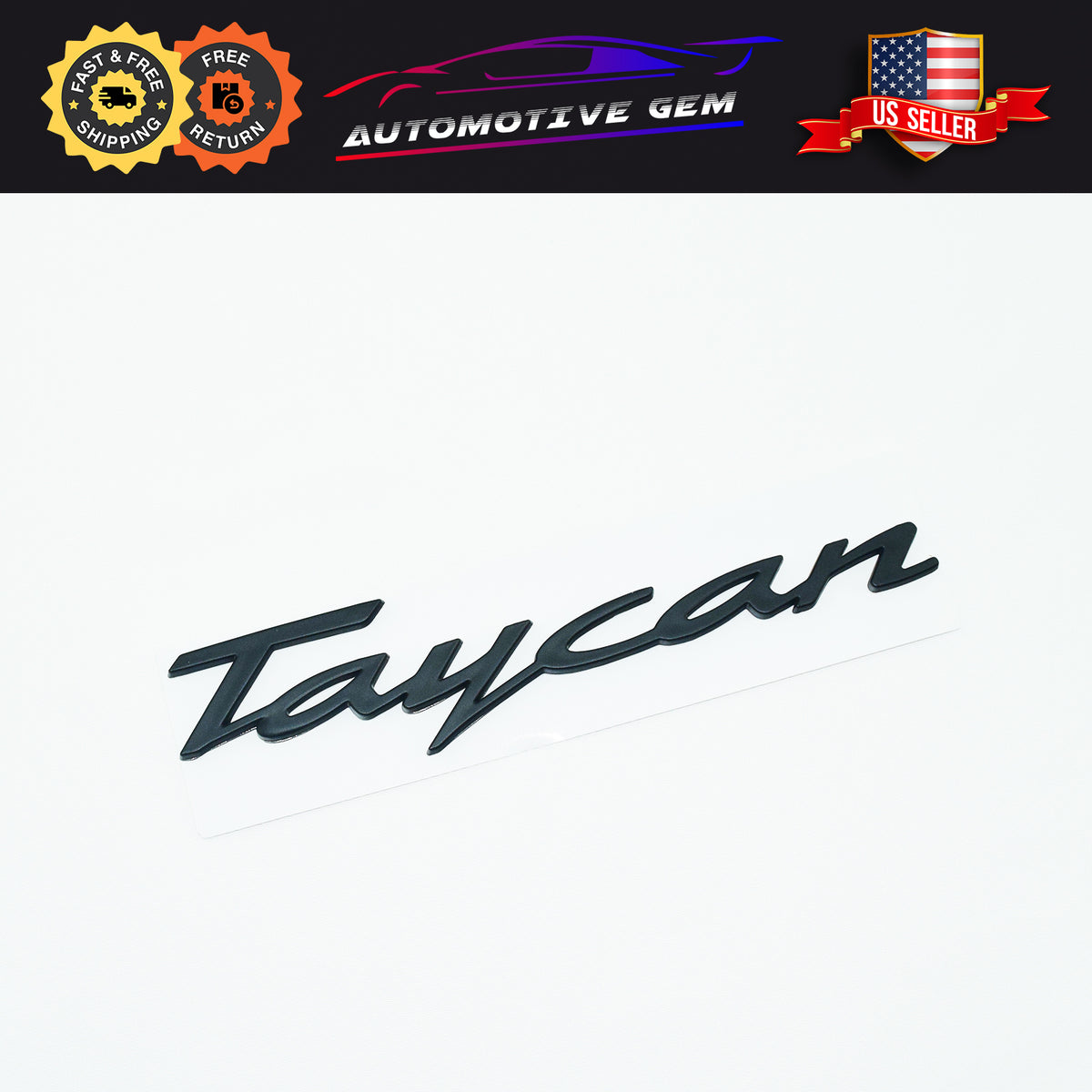 Taycan Emblem Inscription Gloss Black Badge Trunk Nameplate Porsche ...