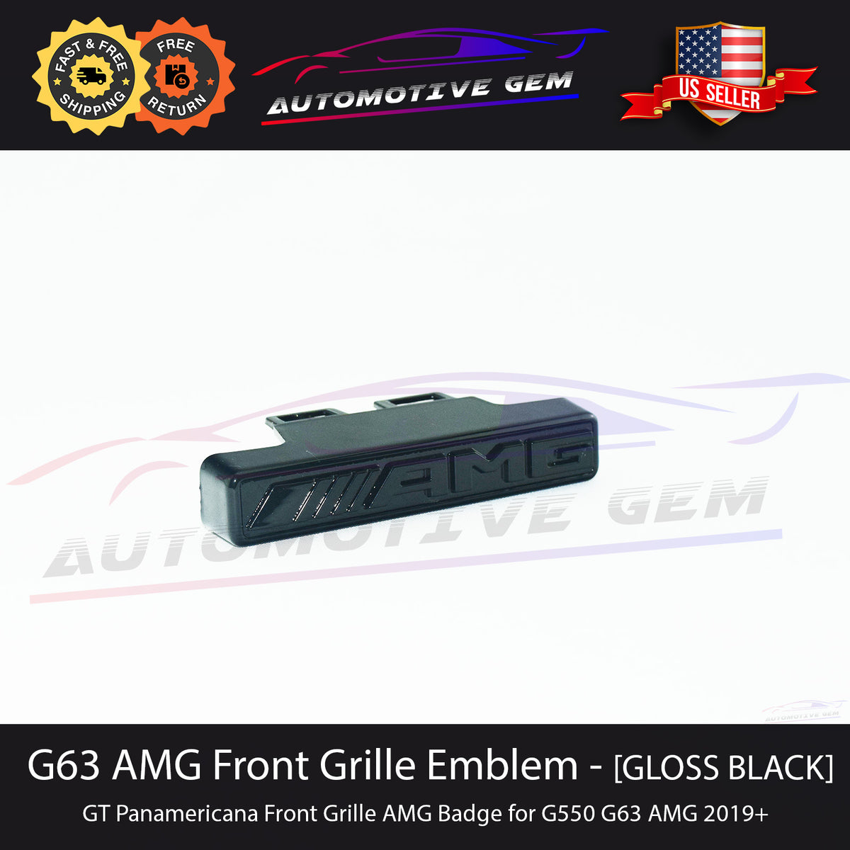 AMG Front Grille Emblem Panamericana BLACK Badge Mercedes G Wagen G63 ...