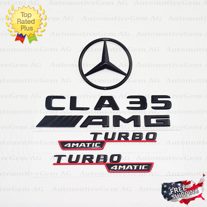 CLA35 AMG TURBO 4MATIC Rear Star Emblem Black Badge Mercedes C118 ...