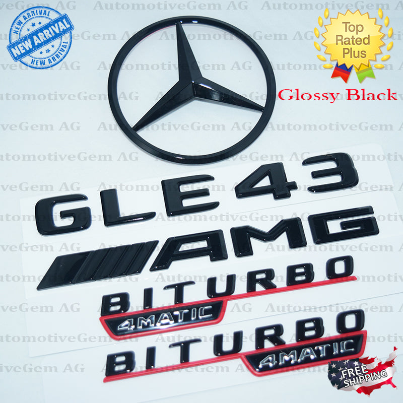 GLE43 COUPE AMG BITURBO 4MATIC Rear Star Emblem Black Badge Mercedes ...
