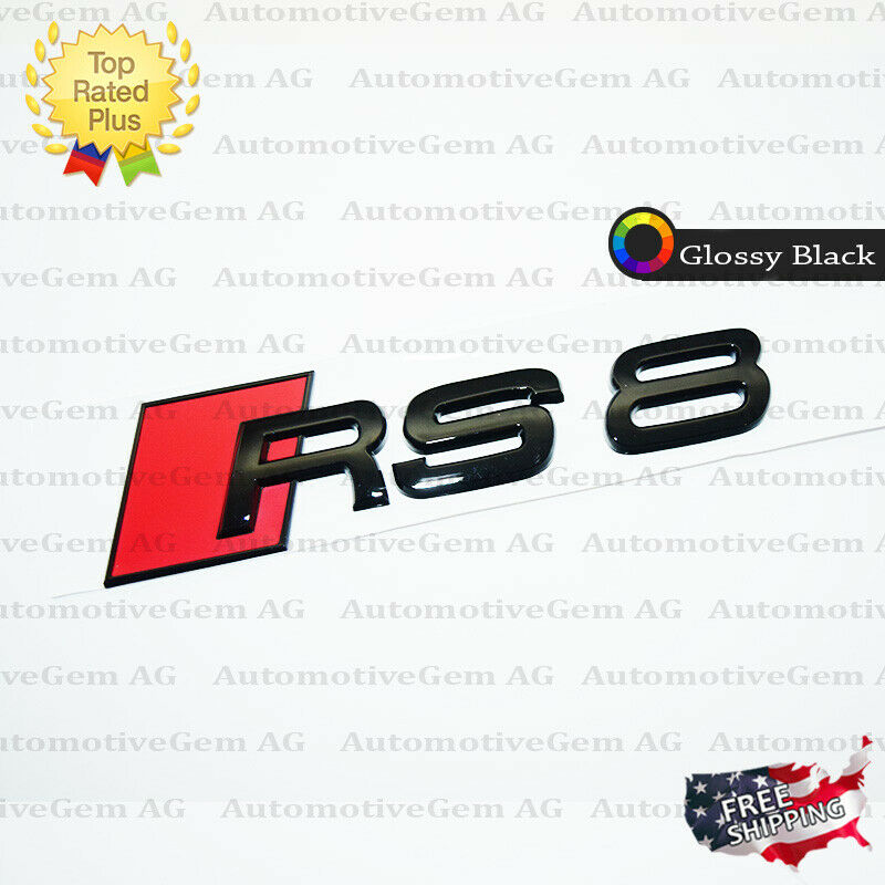 Audi RS8 Emblem GLOSS BLACK Rear Trunk Lid Letter Badge S Line Logo Na ...