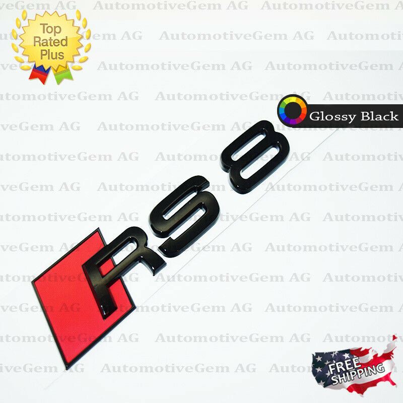 Audi RS8 Emblem GLOSS BLACK Rear Trunk Lid Letter Badge S Line Logo Na ...