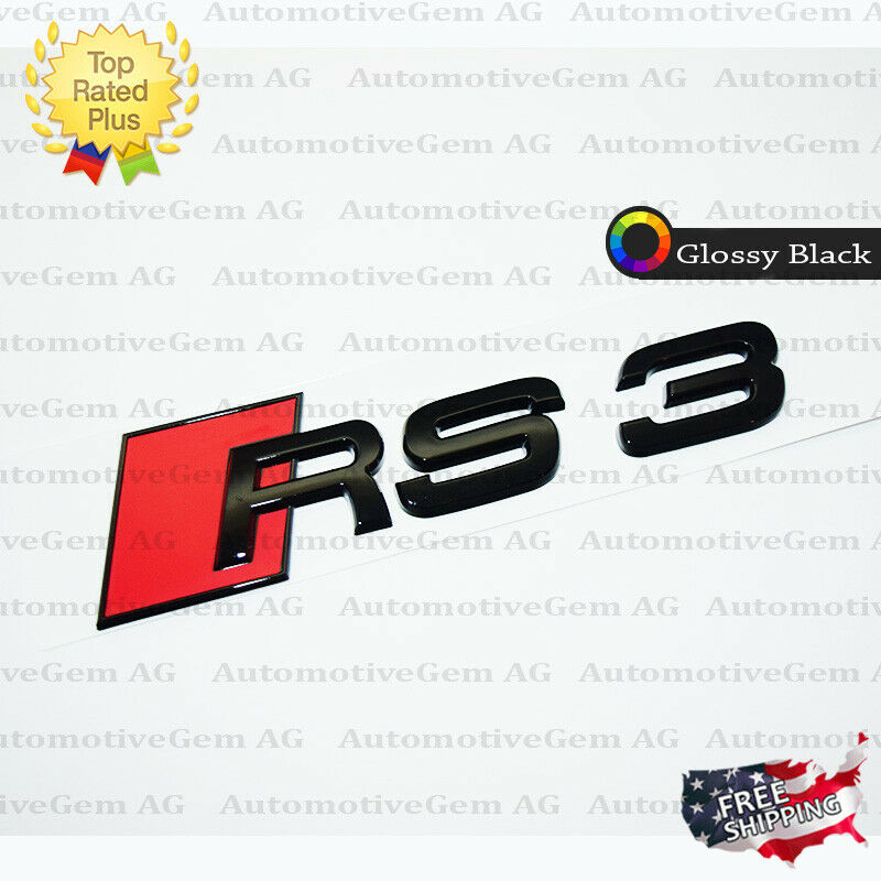 Audi RS3 Emblem GLOSS BLACK Rear Trunk Lid Letter Badge S Line Logo Na ...
