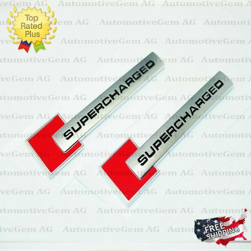 Audi Supercharged Emblem Side Fender Badge Logo Chrome Red Sticker Pai ...