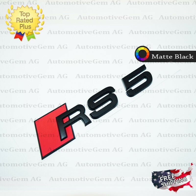 Audi RS5 Emblem MATTE BLACK Rear Trunk Lid Letter Badge S Line Logo Na ...