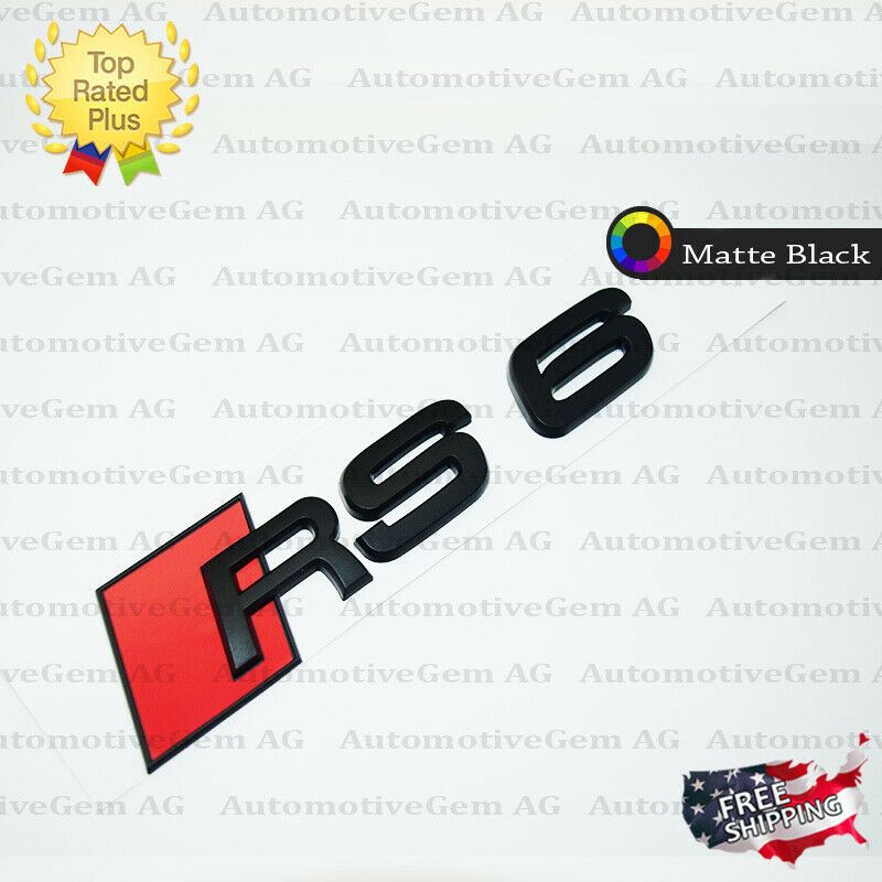Audi RS6 Emblem MATTE BLACK Rear Trunk Lid Letter Badge S Line Logo Na ...