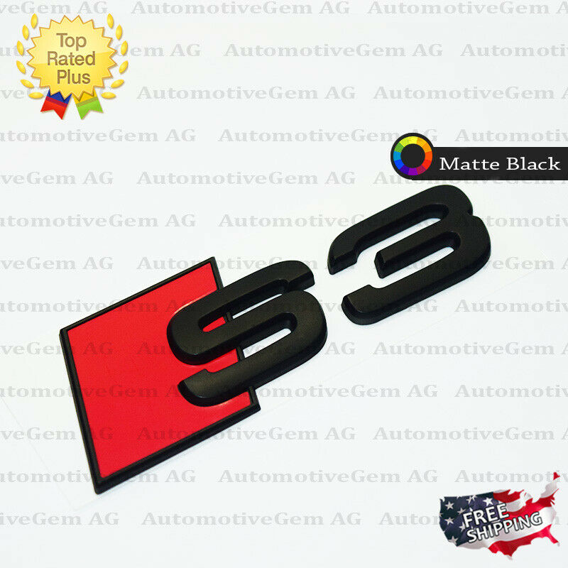 Audi S3 Emblem MATTE BLACK Rear Trunk Lid Letter Badge S Line Logo Nam ...