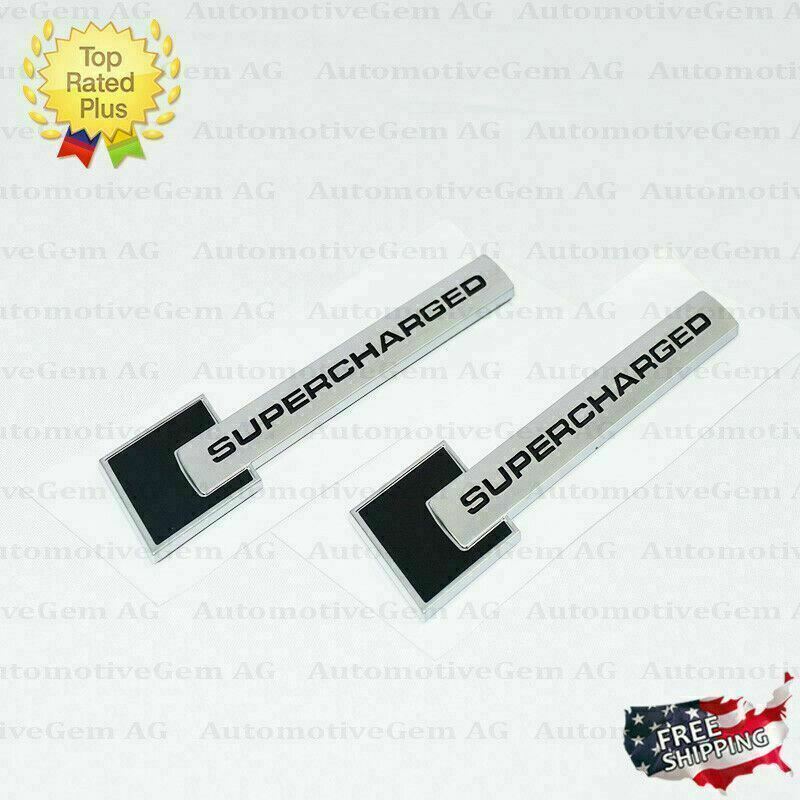Audi Supercharged Emblem Side Fender Badge Logo Black Silver Sticker P ...