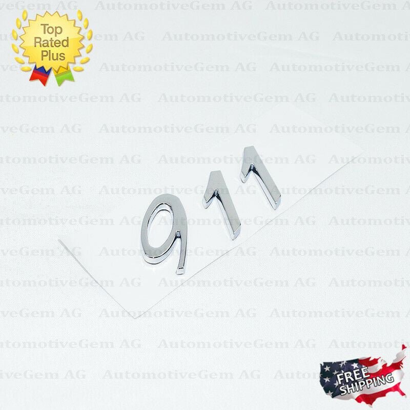 911 Emblem Inscription Silver Chrome Logo Badge Lid Nameplate Porsche ...