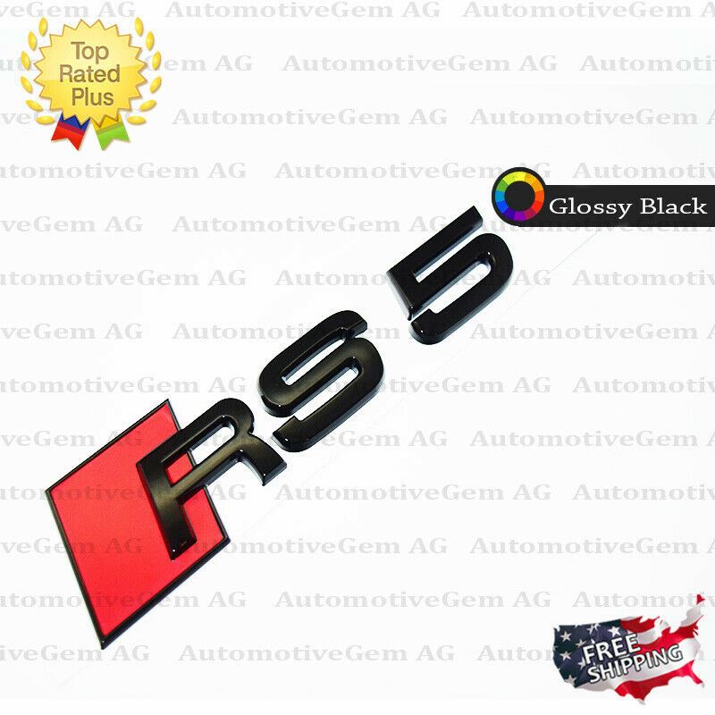 Audi RS5 Emblem GLOSS BLACK Rear Trunk Lid Letter Badge S Line Logo Na ...