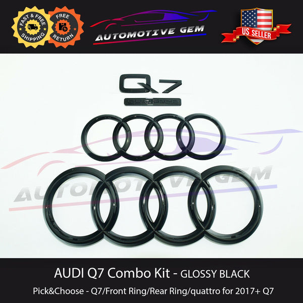 AUDI Q7 Emblem BLACK Badge Front Grille Trunk Liftgate Ring Quattro ...