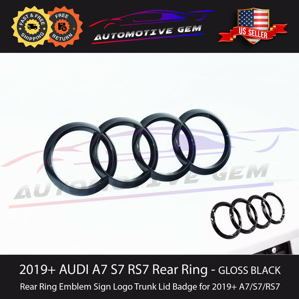 AUDI A7 Trunk Ring Emblem GLOSS BLACK Rear Lid Hatch Logo Badge 2019 ...