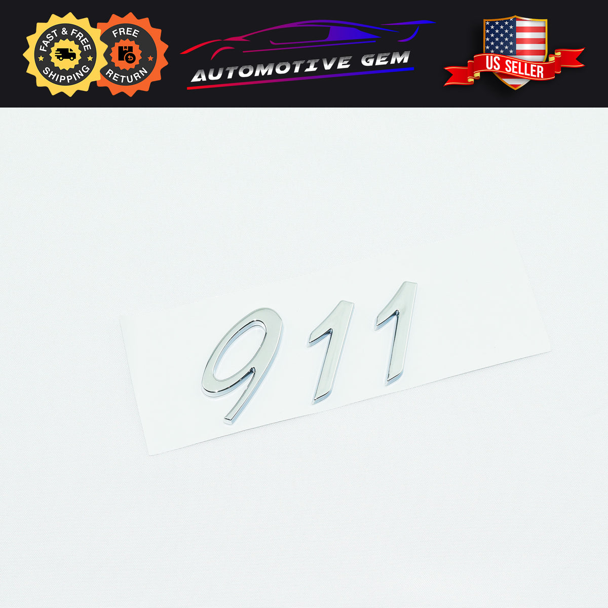 911 Emblem Inscription Silver Chrome Logo Badge Lid Nameplate Porsche ...