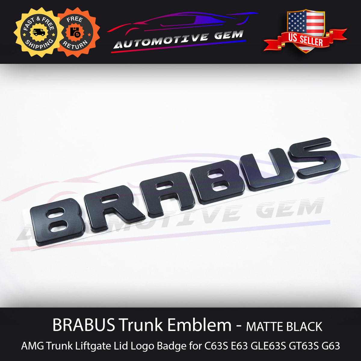 OEM BRABUS Emblem BLACK Rear Trunk Luggage Lid Logo Badge AMG C63 G63 ...