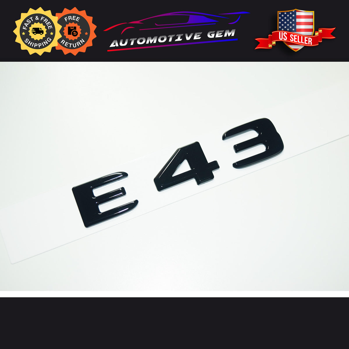 E43 AMG Emblem Glossy Black Rear Trunk Letter Logo Badge Sticker OEM M ...