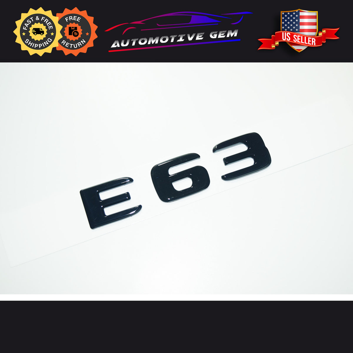 E63 AMG Emblem Glossy Black Rear Trunk Letter Logo Badge Sticker OEM M ...