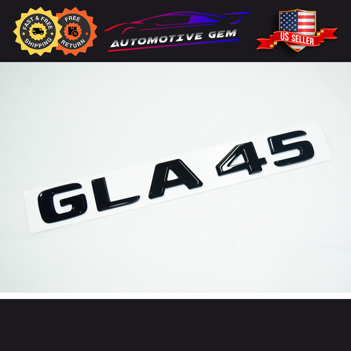 GLA45 AMG Emblem Glossy Black Rear Trunk Letter Logo Badge Sticker OEM ...