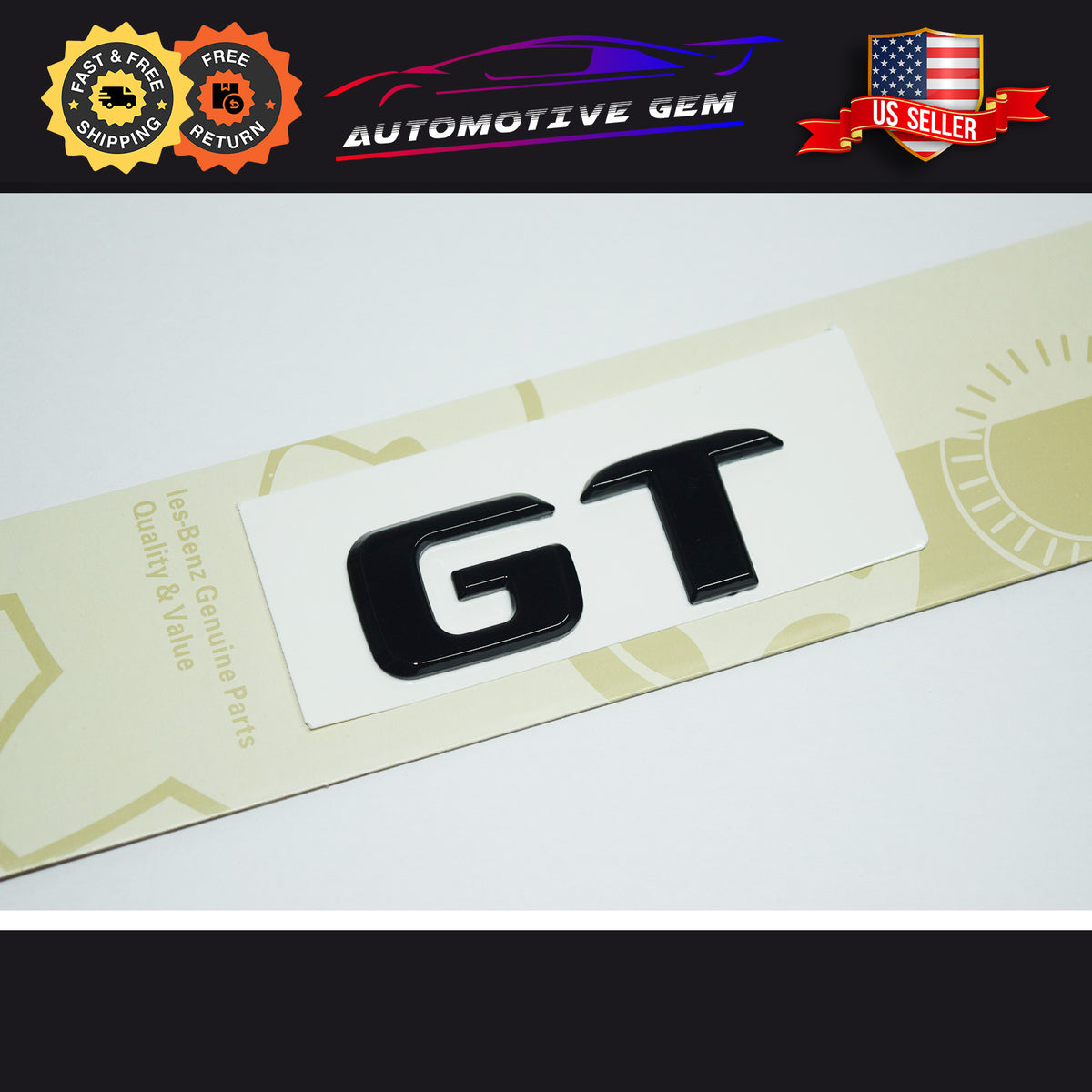 Mercedes OEM GT AMG Emblem Glossy Black Rear Trunk Logo Nameplate Badg ...