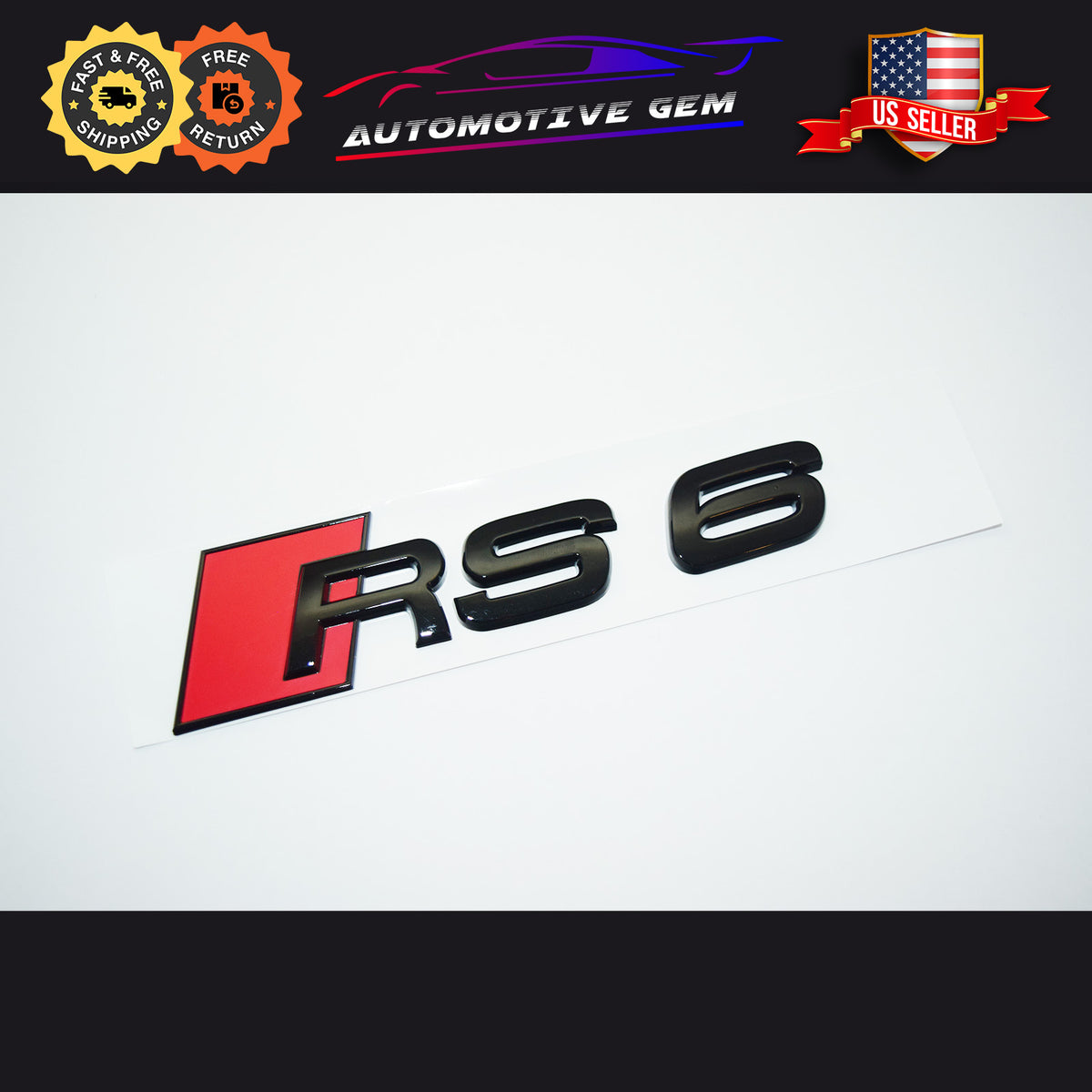 Audi RS6 Emblem GLOSS BLACK Rear Trunk Lid Letter Badge S Line Logo Na ...