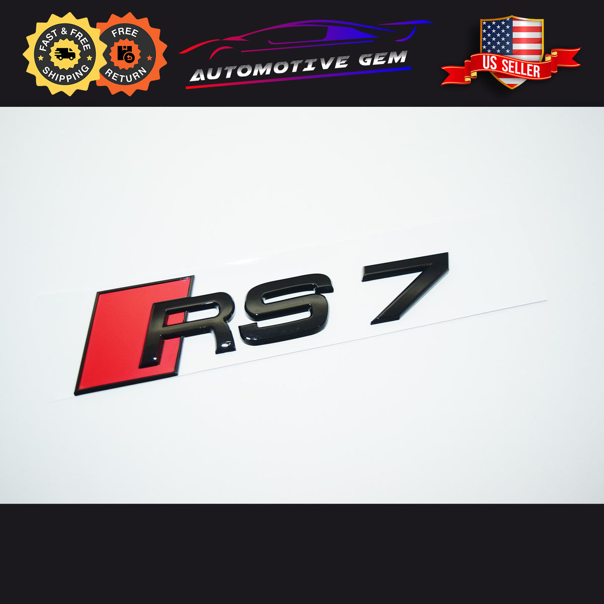 Audi RS7 Emblem GLOSS BLACK Rear Trunk Lid Letter Badge S Line Logo Na ...