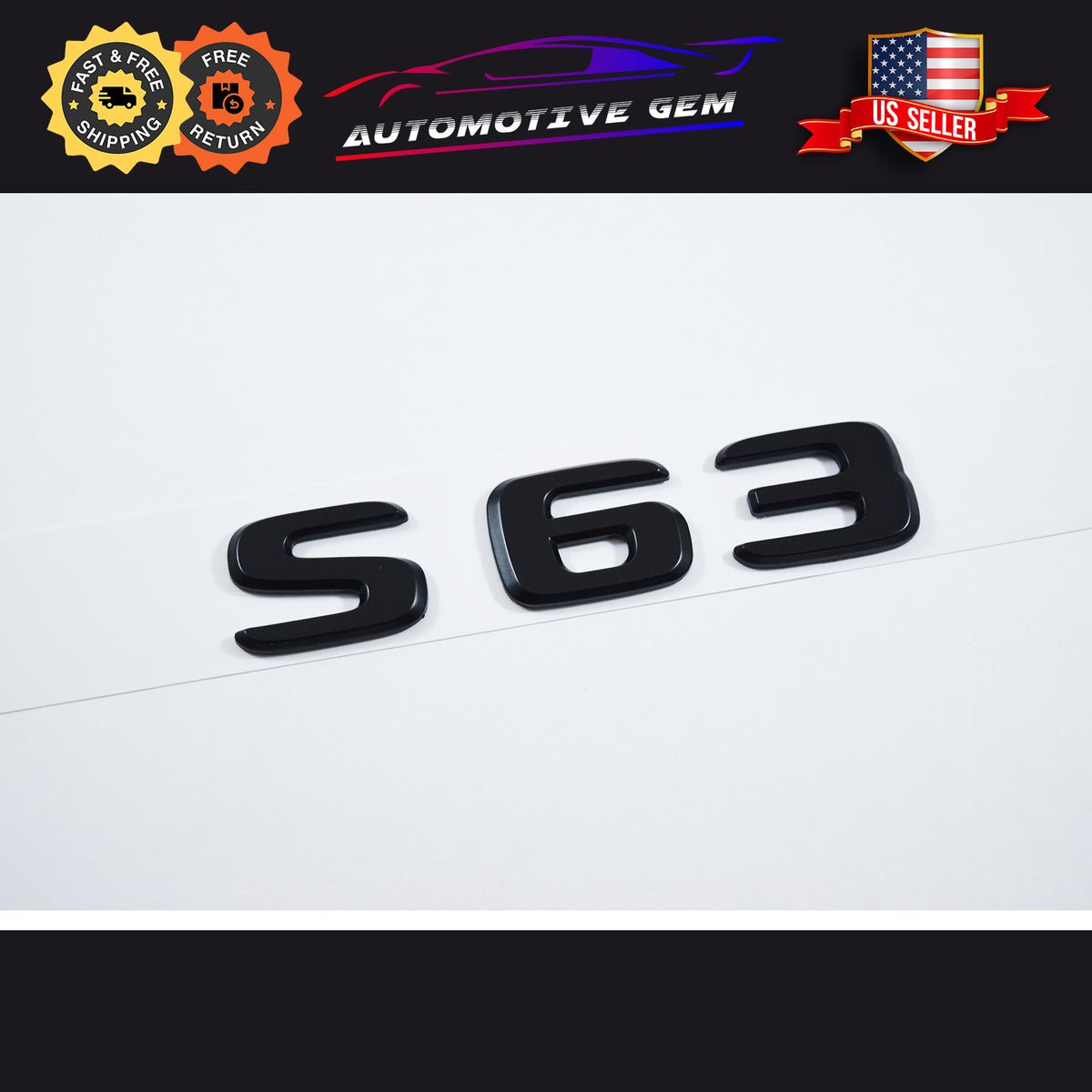 S63 AMG Emblem Matte Black Rear Trunk Letter Logo Badge Sticker OEM Me ...