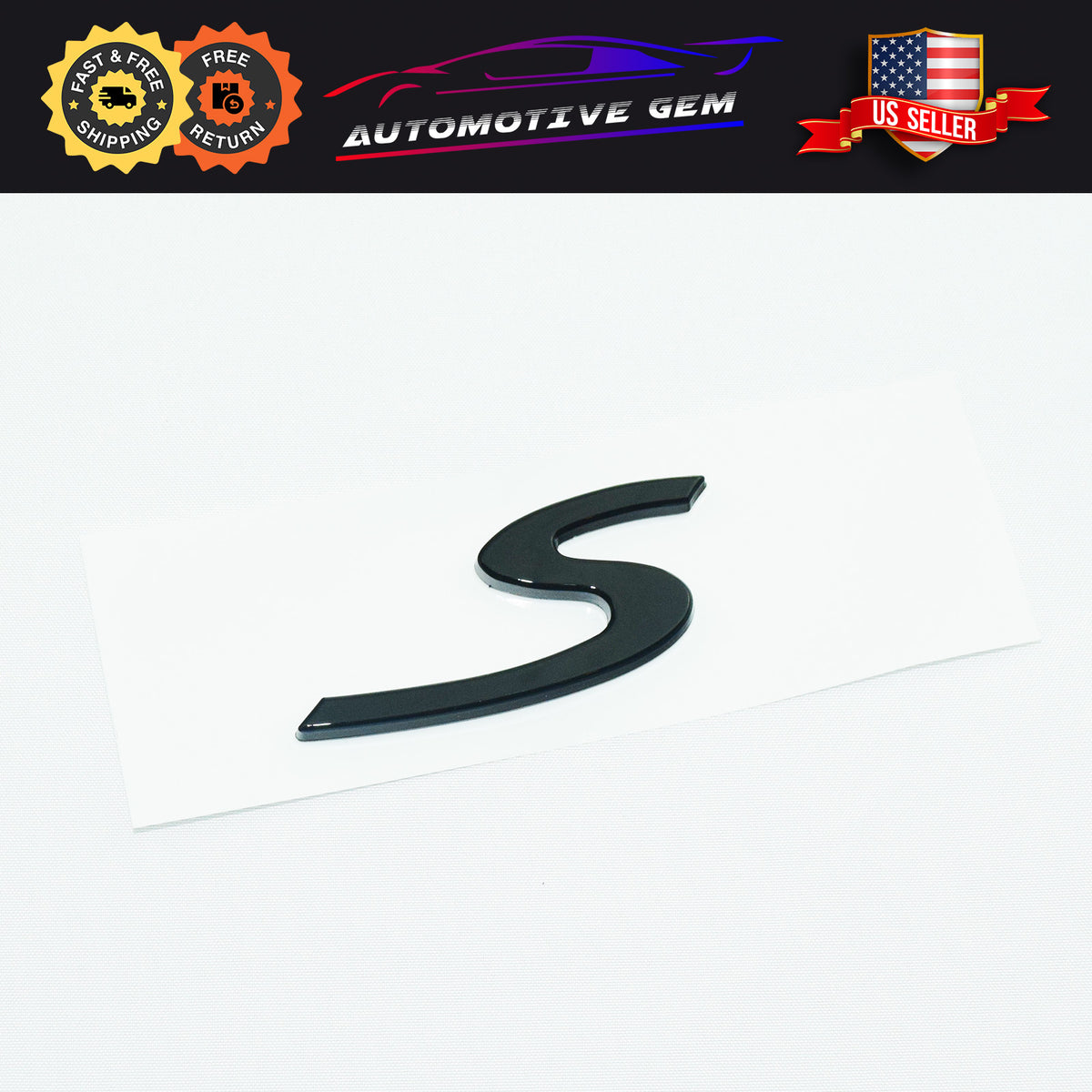 S Emblem Inscription Gloss Black Letter Badge Bumper Nameplate Porsche ...