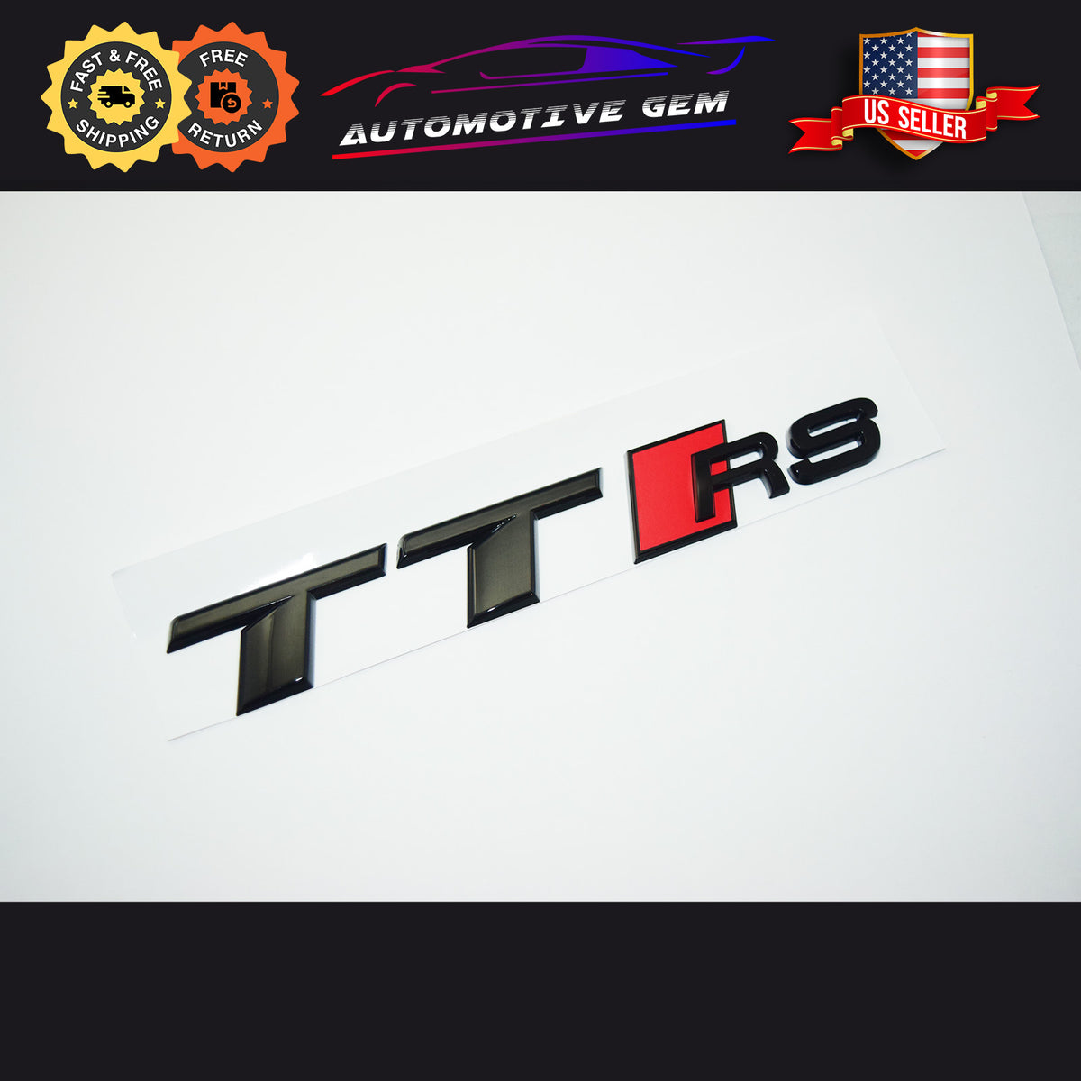 Audi TTRS Emblem GLOSS BLACK Rear Trunk Lid Letter Badge S Line Logo N ...
