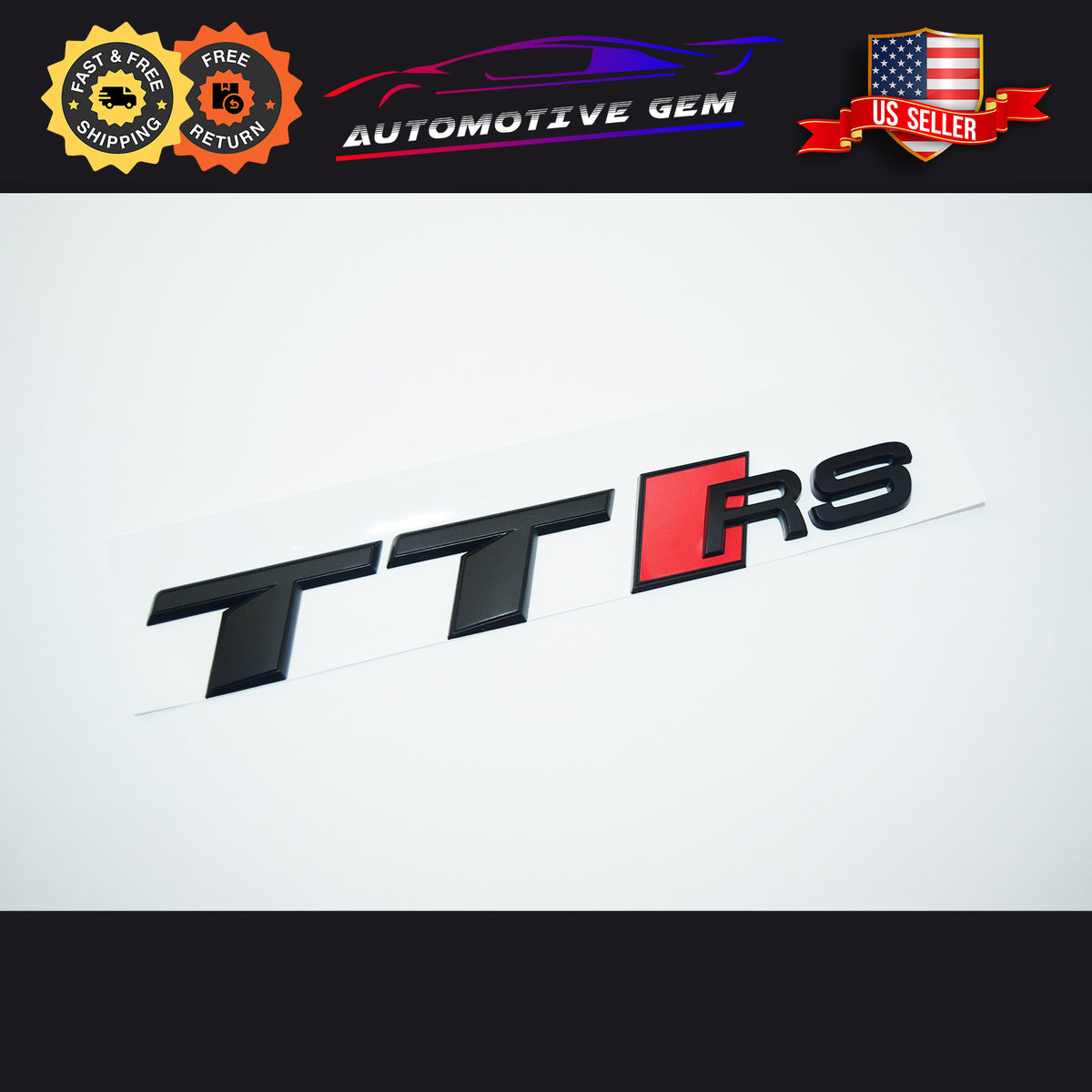 Audi TTRS Emblem MATTE BLACK Rear Trunk Lid Letter Badge S Line Logo N ...