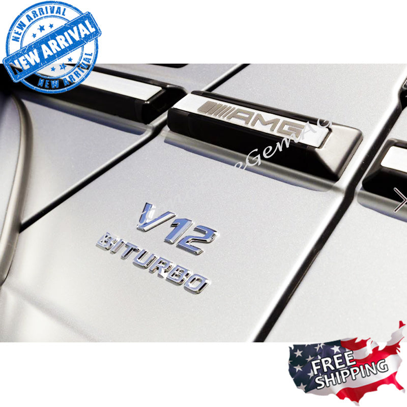 OEM V12 BITURBO Emblem AMG Fender MATTE BLACK Badge Logo Mercedes S65 ...