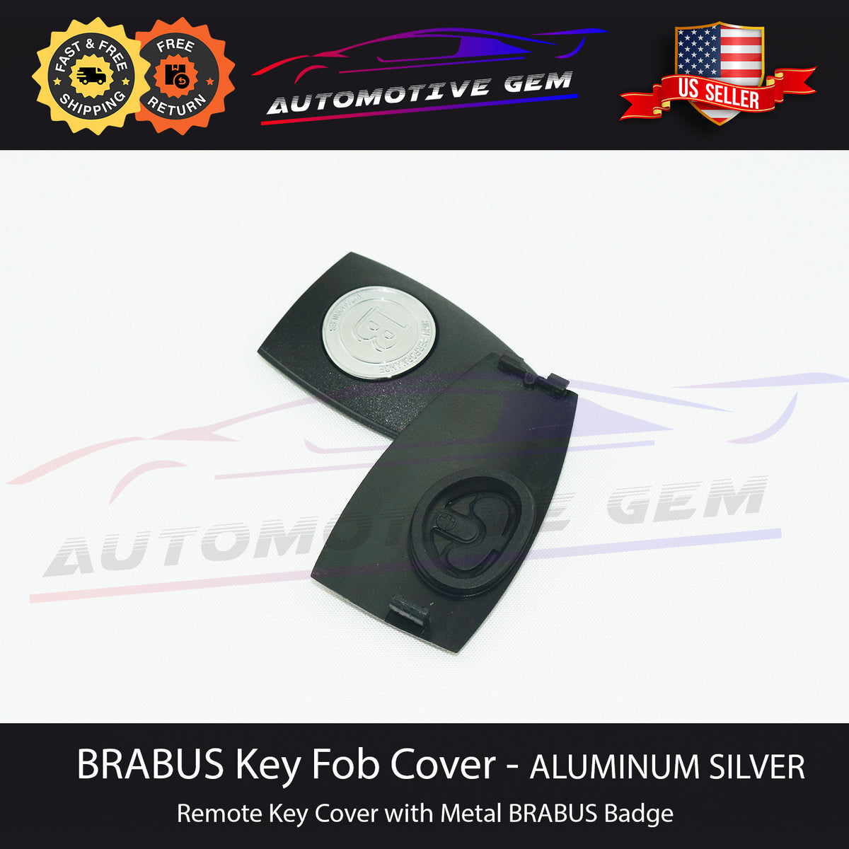 BRABUS Emblem Key Fob Cover Remote Housing Casket Aluminum Silver Merc ...