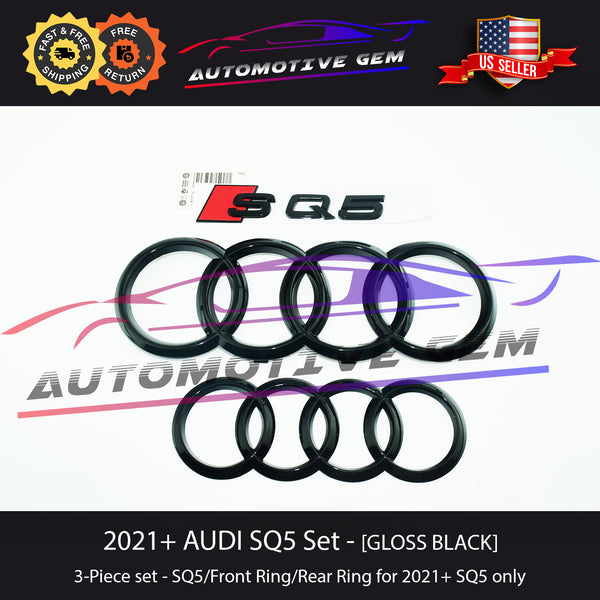 Audi SQ5 Rings BLACK Emblem Front Grille Rear Trunk Badge OEM Set2021 ...
